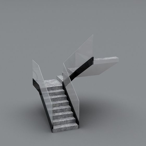 Sleek Modern Staircase 3D model for Creative Projects
