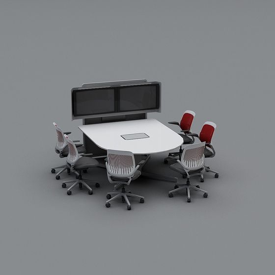 Conference Setup 3D Model in Black