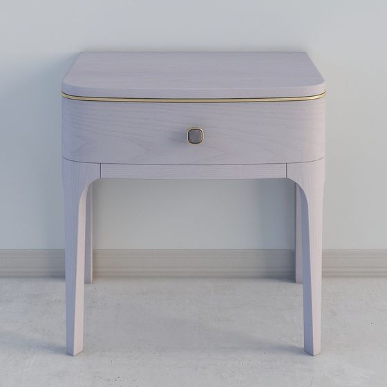 Elegant Purple Nightstand 3D Model – Low-Poly Modern Design
