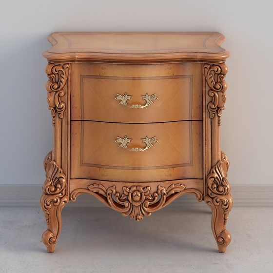 Elegant Baroque Nightstand 3D model