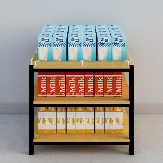 Low Poly Milk Shelf 3D model for Creative Projects
