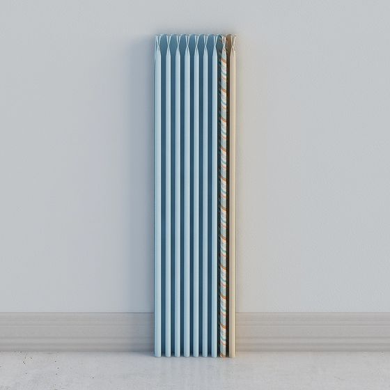 Low Poly Stylish Radiator 3D Model – Blue-Gray Modern Design