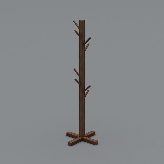 Stylish Wooden Hanger 3D model