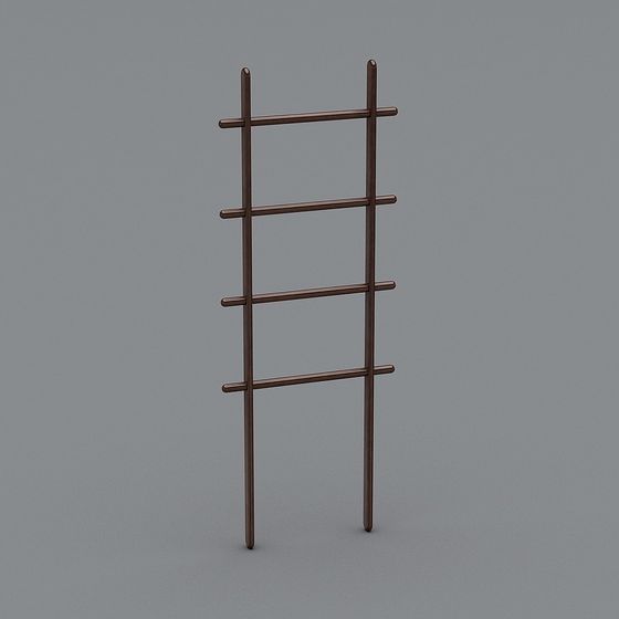 Stylish Metal Ladder 3D Model – Low-Poly Dark Brown Metal
