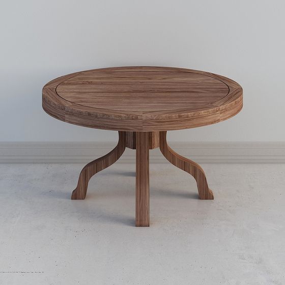 Low-Poly Round Table 3D Model – Wood Texture Design