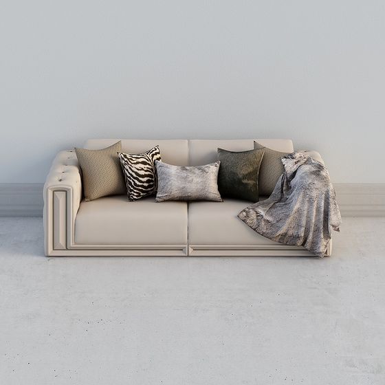 Artistic Low-Poly Sofa 3D model