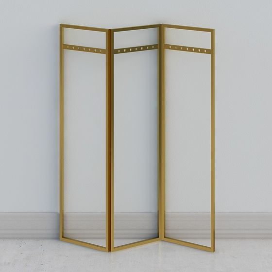 Elegant Gold Folding Screen 3D model