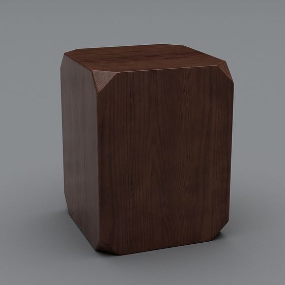 Geometric Wooden Stool 3D model