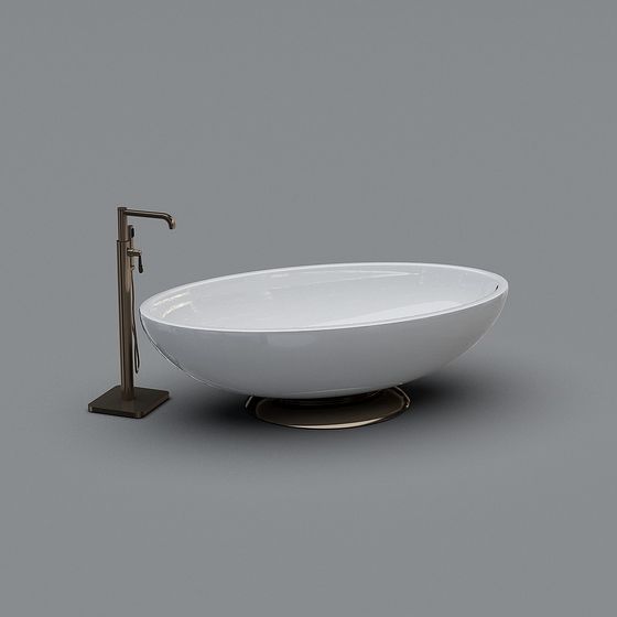 Sleek Oval Basin 3D model for Contemporary Spaces