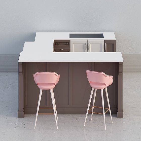 Urban Corner Bar Counter 3D Model – Modern Interior Asset