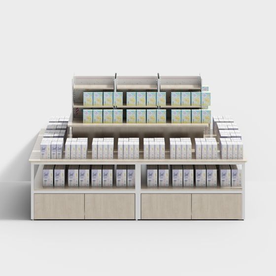 Elegant Low-Poly Display Shelf 3D Model