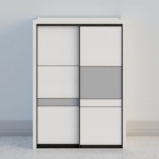 Minimalist Sliding Wardrobe 3D Model – Low-Poly Modern Design