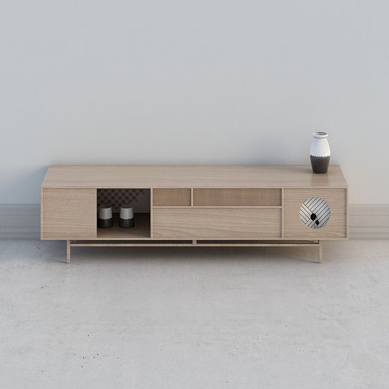 Modern Minimalist Low-Poly TV Stand 3D Model
