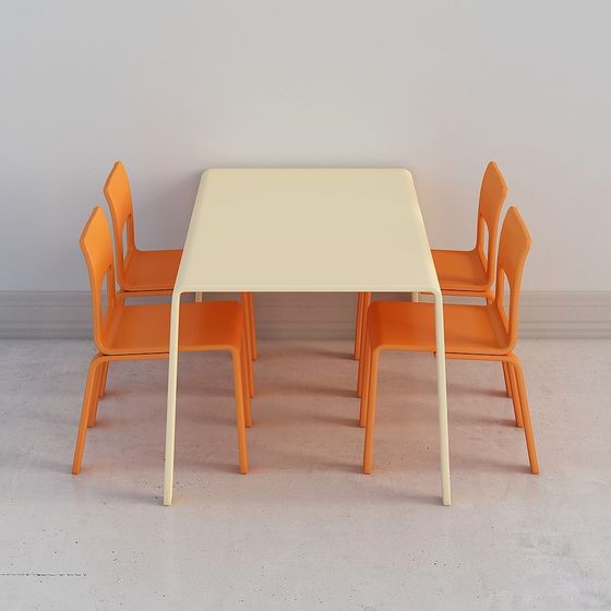 Orange Dining Table and Chairs 3D model