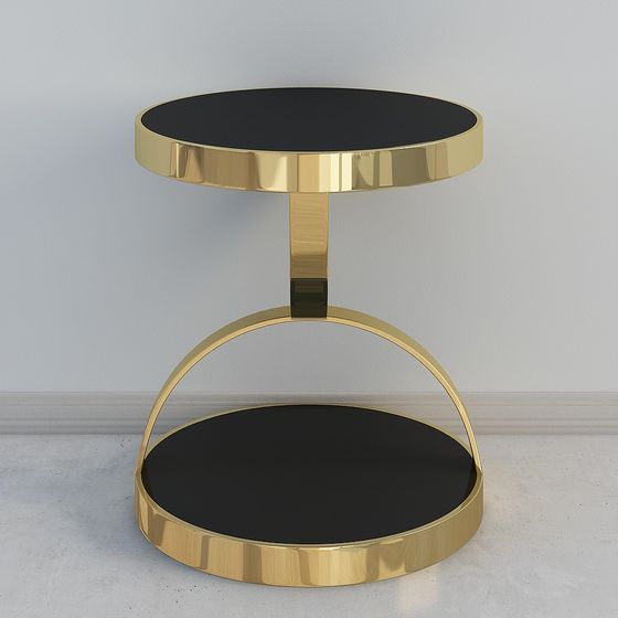 Golden Circular Ring Side Table 3D model