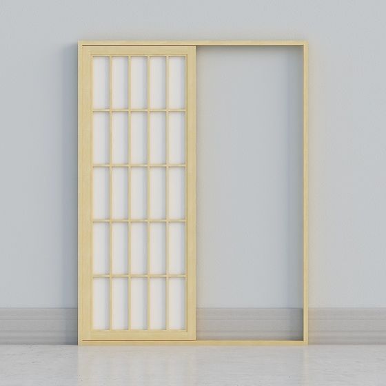 Minimalist Wooden Door 3D Model – Light Wood Design