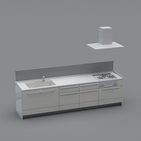Modern Low-Poly Kitchen Countertop 3D model