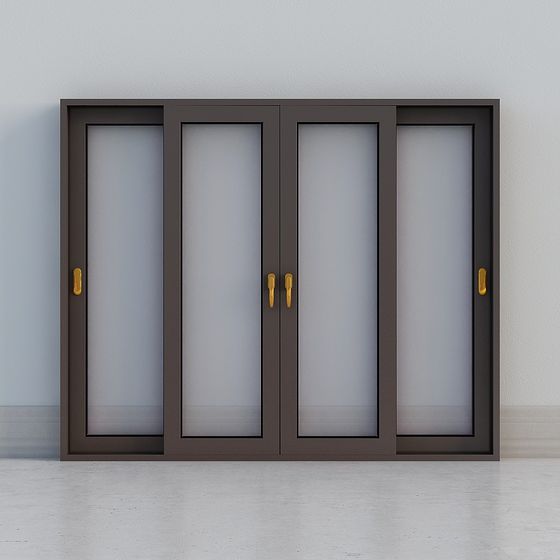 Elegant Glass Sliding Doors 3D Model – Frosted Glass Design