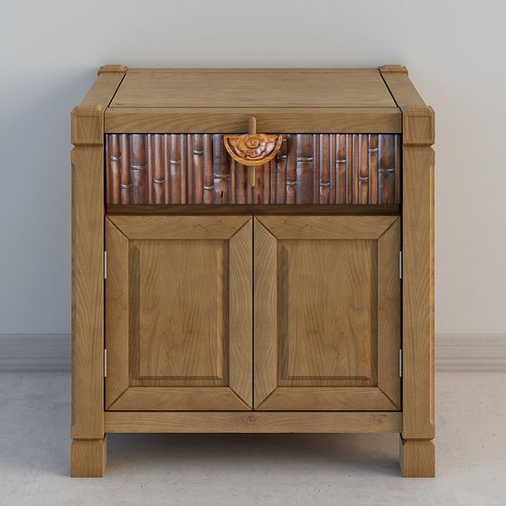 Chic Bedside Table 3D Model - Earth Tone Free