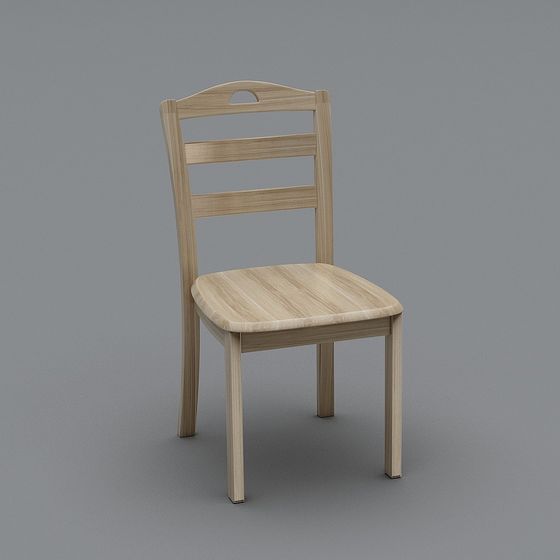 Minimalist Low-Poly Chair 3D Model – Wooden Texture