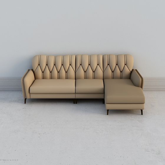 Elegant L-Shaped Sofa 3D Model