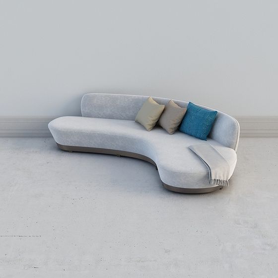 Stylish Streamlined Sofa 3D model for Modern Interiors