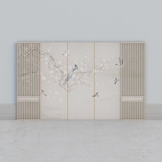 Cherry Blossom Bird Screen 3D model