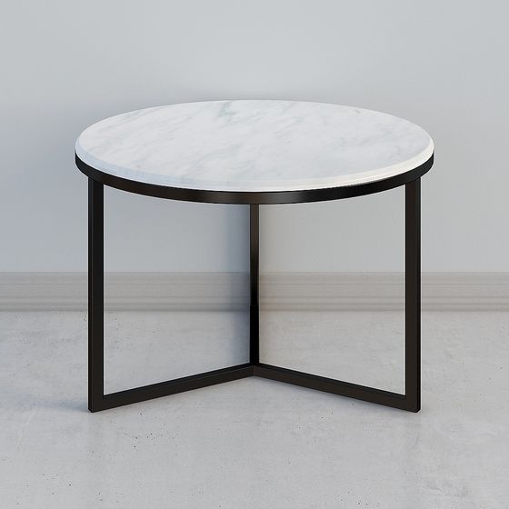Low-Poly Round Table 3D Model – Marble and Metal Design