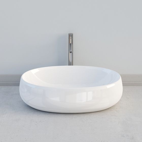 Elegant Minimalist Basin 3D Model – Modern White Design