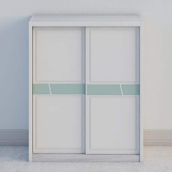 Sleek Sliding Door Wardrobe 3D Model – Minimalist Design