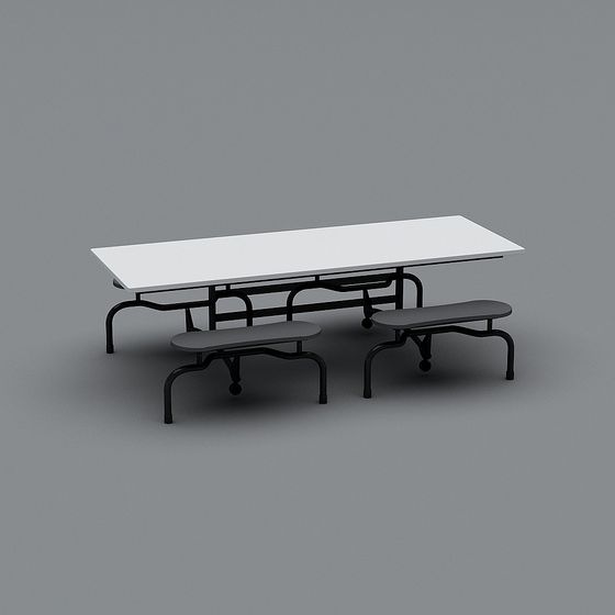 Industrial Style Table and Bench Set 3D model for Modern Designs