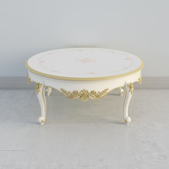 Rococo Style Round Table 3D Model