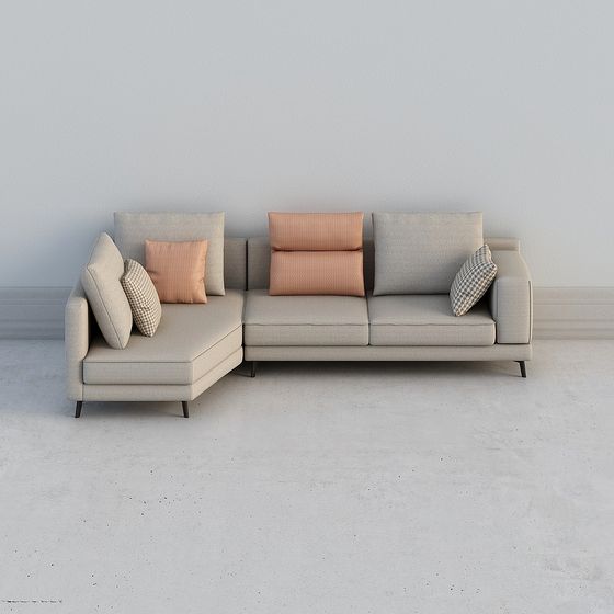 Stylish Low-Poly Sofa 3D model for Contemporary Spaces