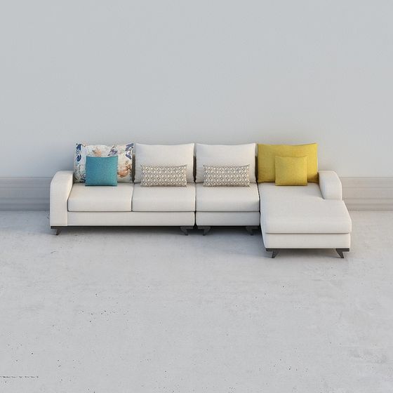 Elegant Low-Poly Sofa 3D Model – Textured Fabric Design