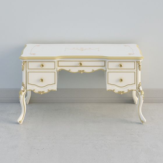 Elegant Rococo Style Desk 3D model