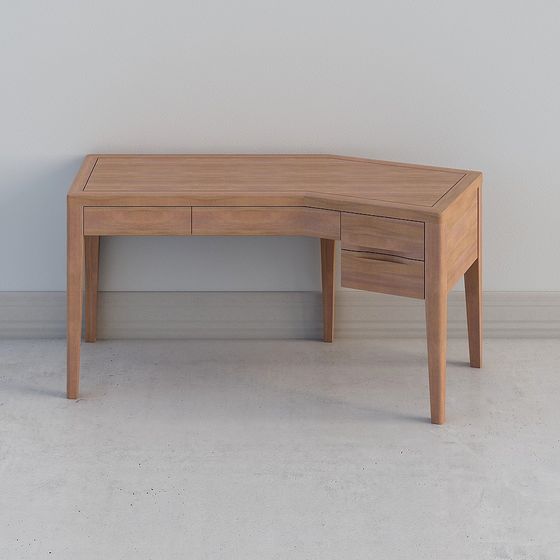 Curved Wood Desk 3D model for Creative Projects