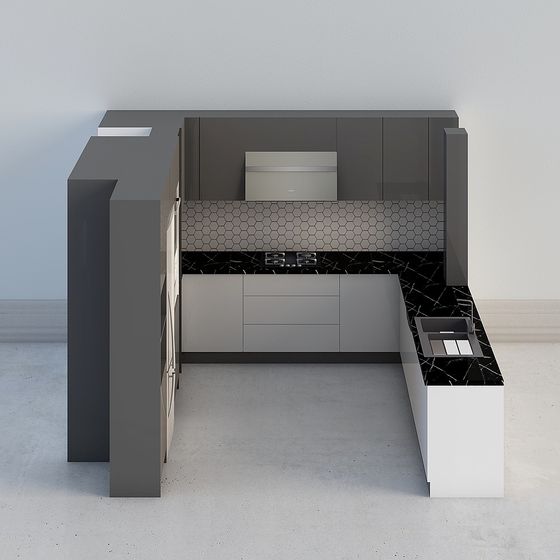 Futuristic Low-Poly Kitchen 3D Model Design