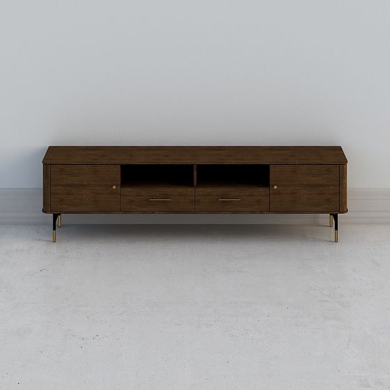 Elegant Low-Poly Vintage-Modern TV Stand 3D model