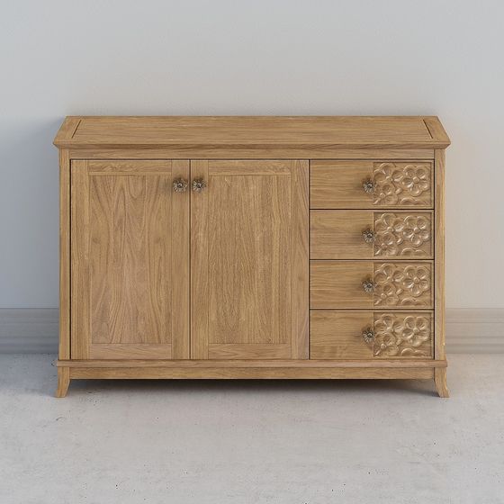Rustic Oak Storage Cabinet 3D model