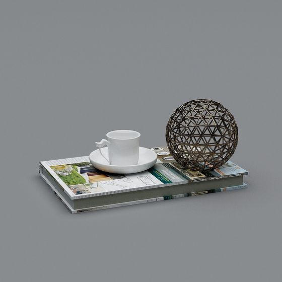 Geometric Art Object 3D Model – Minimalist Ceramic & Metal