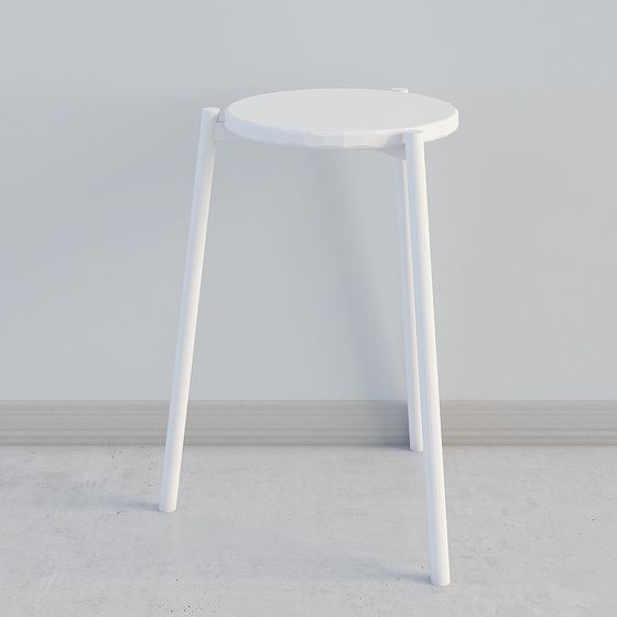 Minimalist Side Table 3D Model – Low-Poly White Design