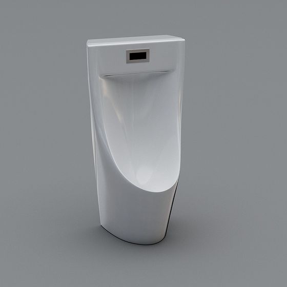 Modern Minimalist Urinal 3D Model – White Low-Poly Design