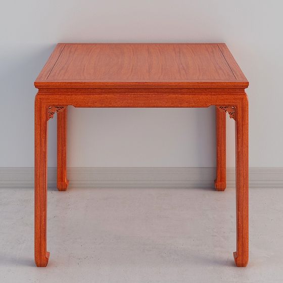 Earth Color Dining Table 3D Model – Natural Style Free