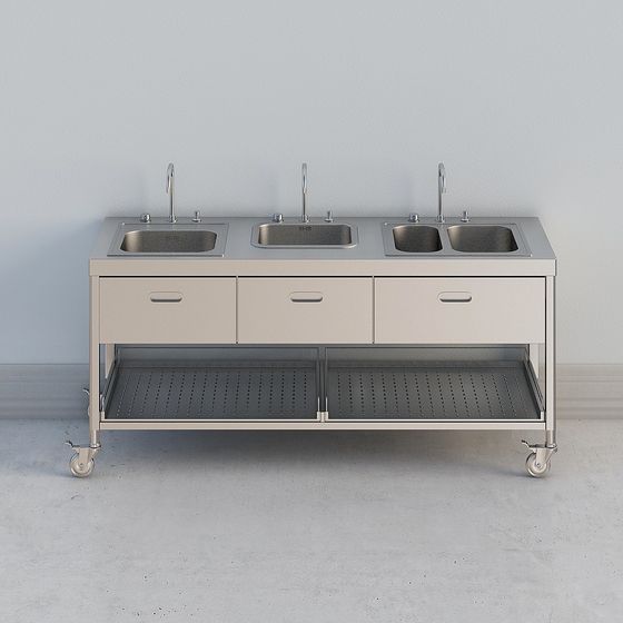 Stylish Mobile Kitchen Sink Countertop 3D model