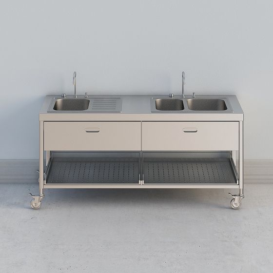 Stylish Kitchen Sink Cart 3D model for Modern Spaces