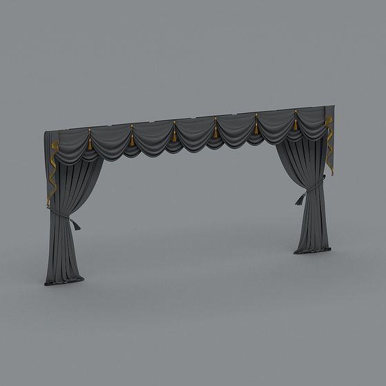 Earth Color Corridor Curtain 3D Model – Free