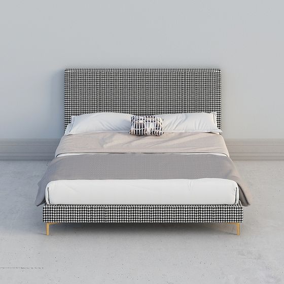 Houndstooth Bed Frame 3D model for Stylish Interiors