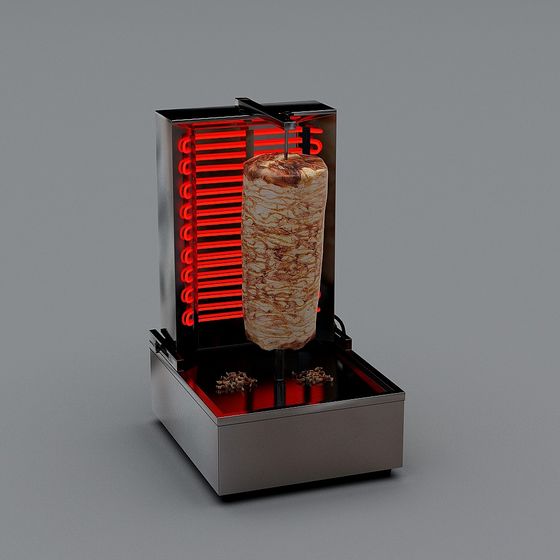 Low Poly High Detail Kebab Grill 3D model