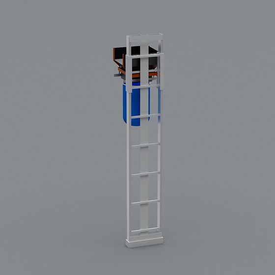 Futuristic Low-Poly Elevator 3D Model – Blue Gray Design