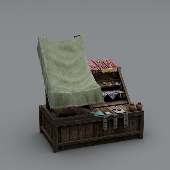 Enchanting Low-Poly Marketplace Stall 3D model